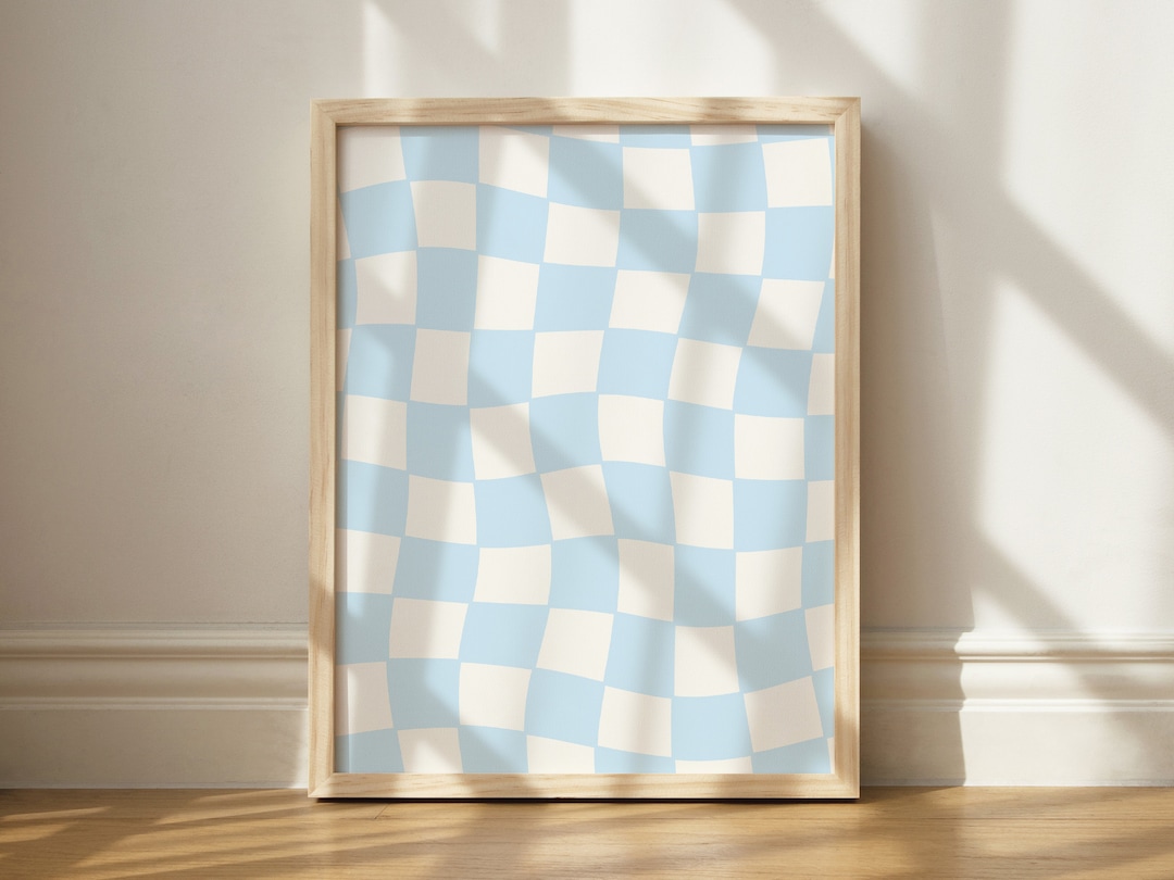 Baby Blue Checkered Print, Wall Art Printable, Baby Blue Aesthetic ...