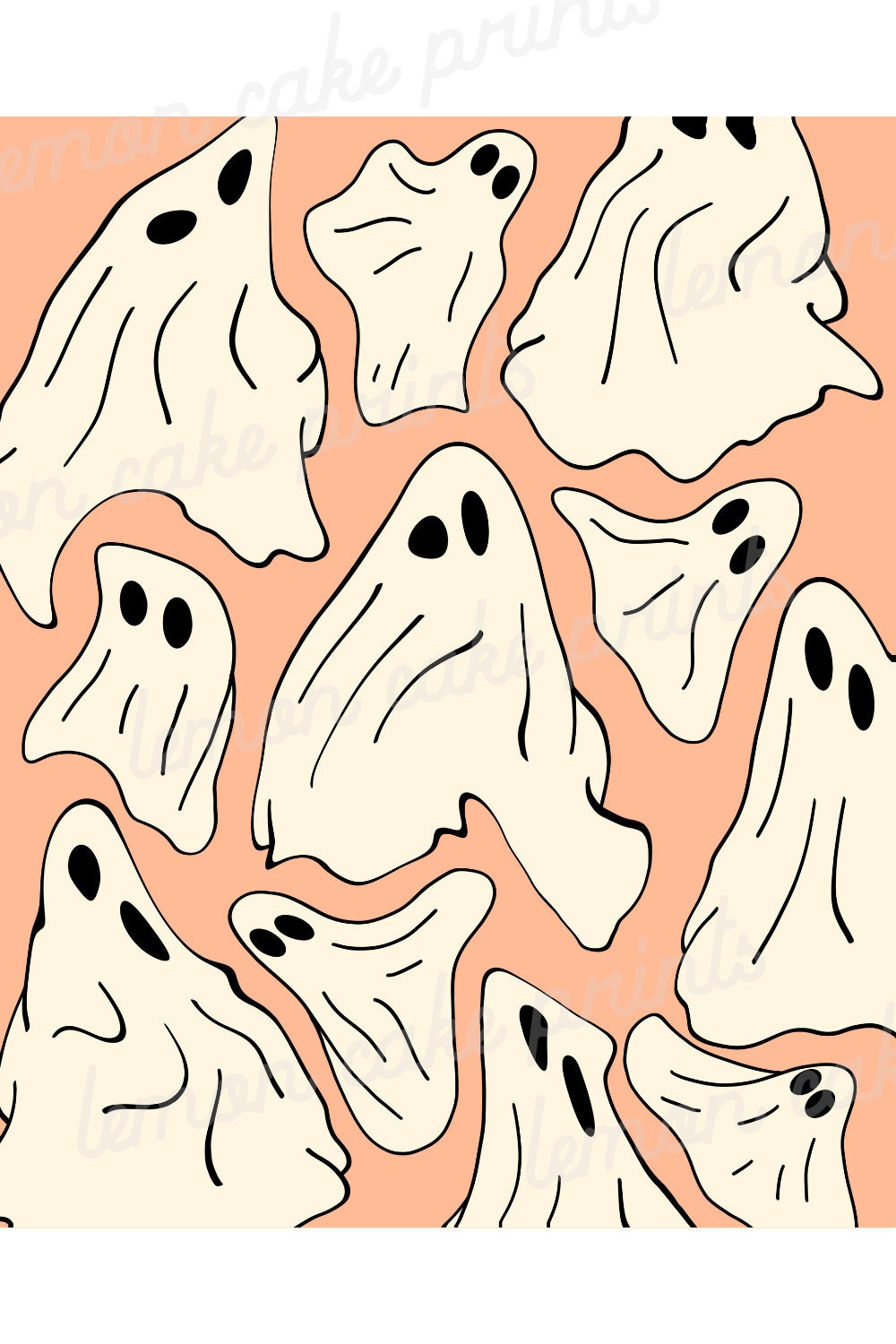 Peach Melted Ghost Print, Abstract Halloween Art, Printable Ghost Decor ...