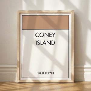 Coney Island Print, Simplistic Printable Wall Art, Brown and White ...