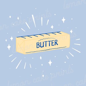 Stick of Butter Print, Illustrated Printable Art, Kitchen Wall Decor ...
