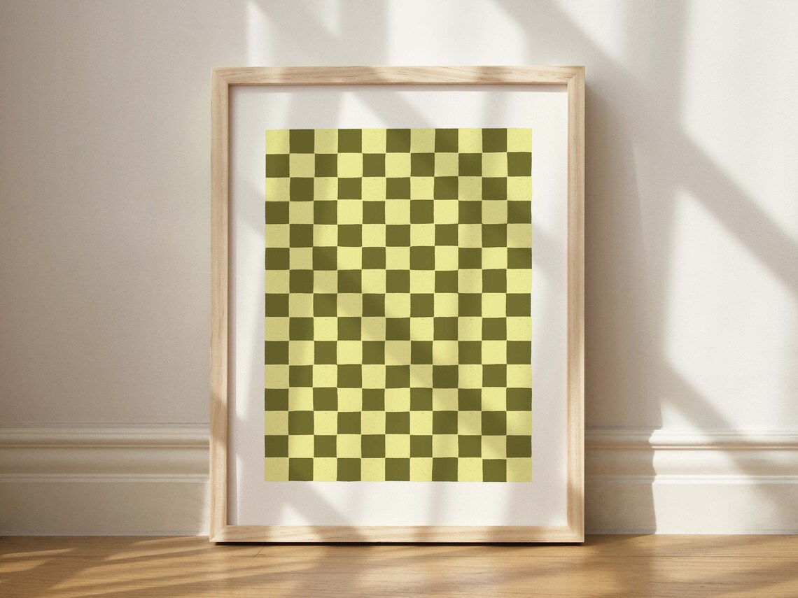 Olive Painted Checks Print, Quirky Wall Art, Trendy Poster, Printable ...