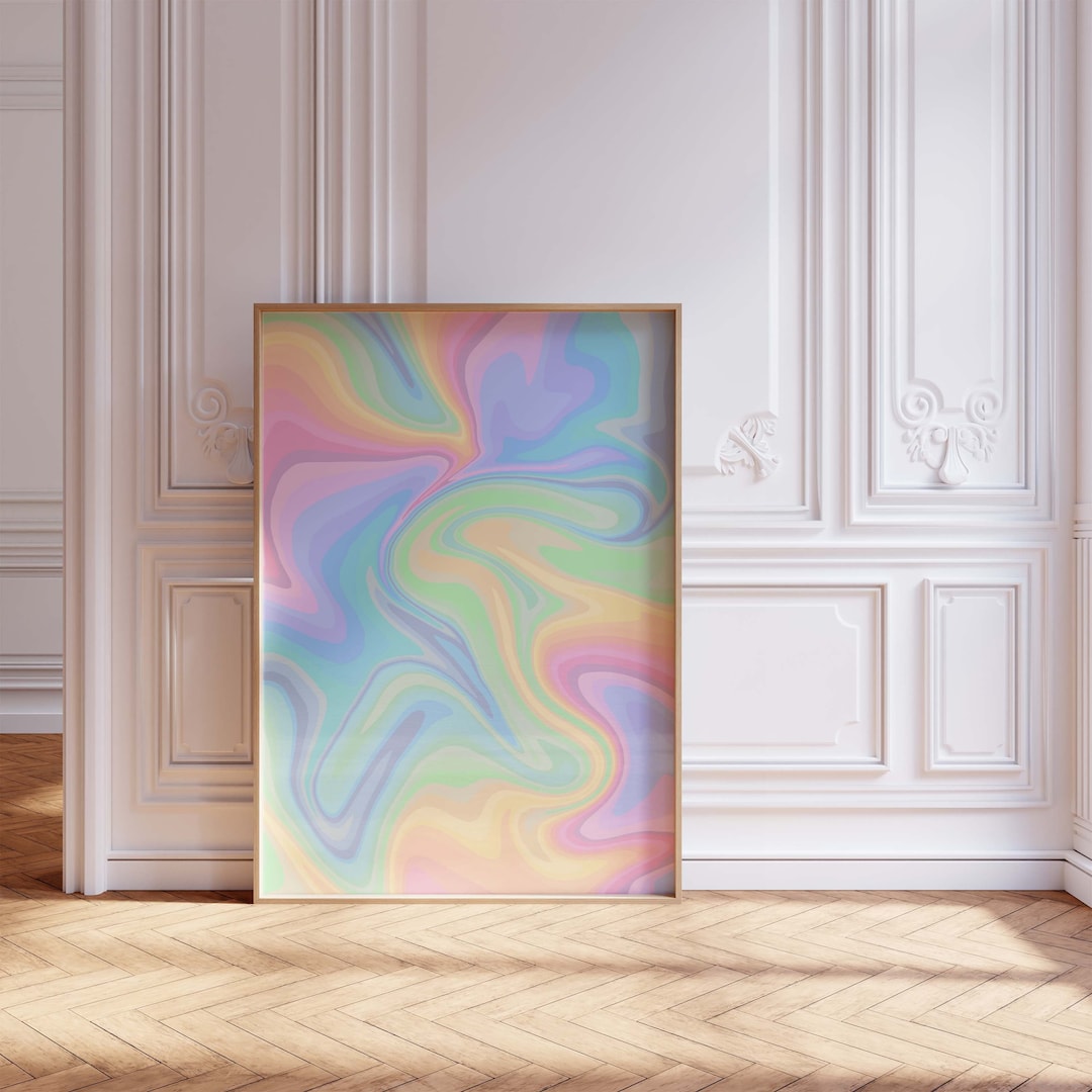 Iridescent Marbled Print, Rainbow Wall Decor, Printable Iridescent Art ...
