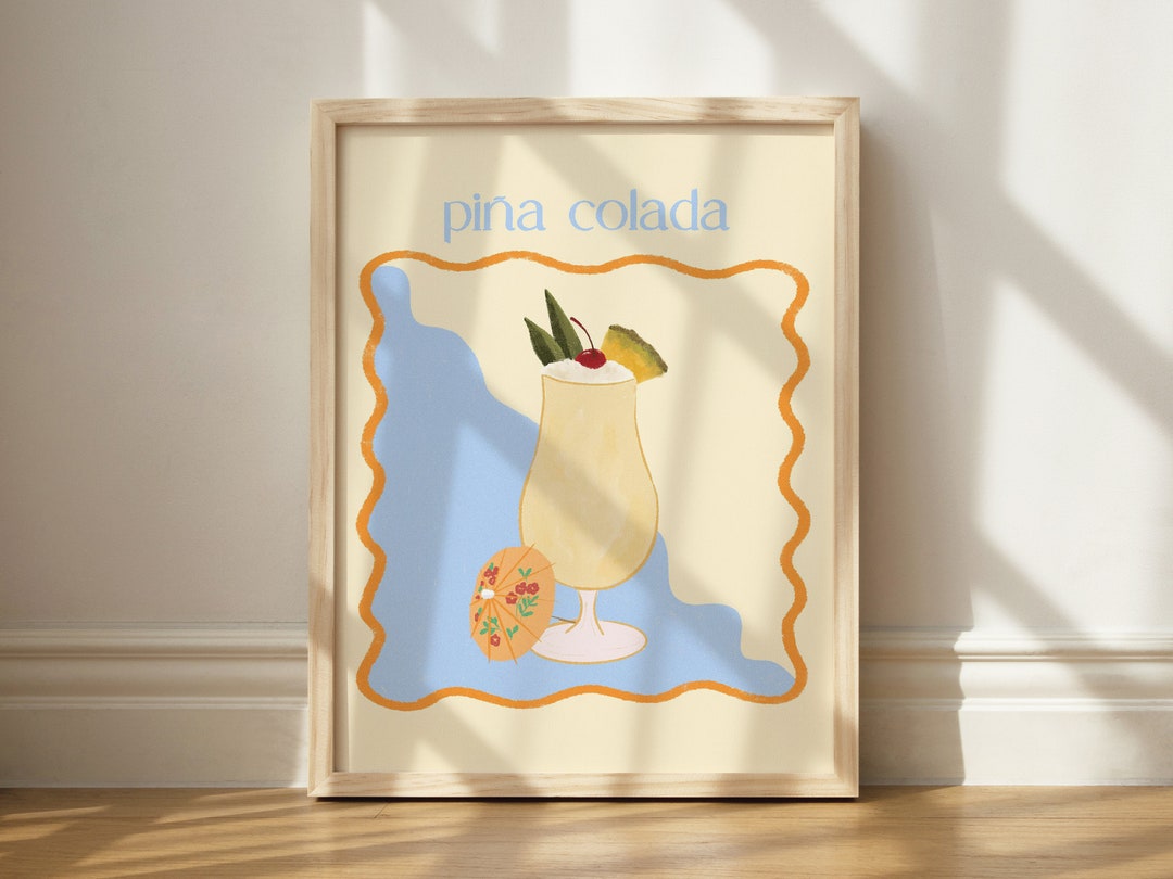 Pina Colada Print, Tropical Cocktail Art, Pina Colada Decor, Tiki Bar ...