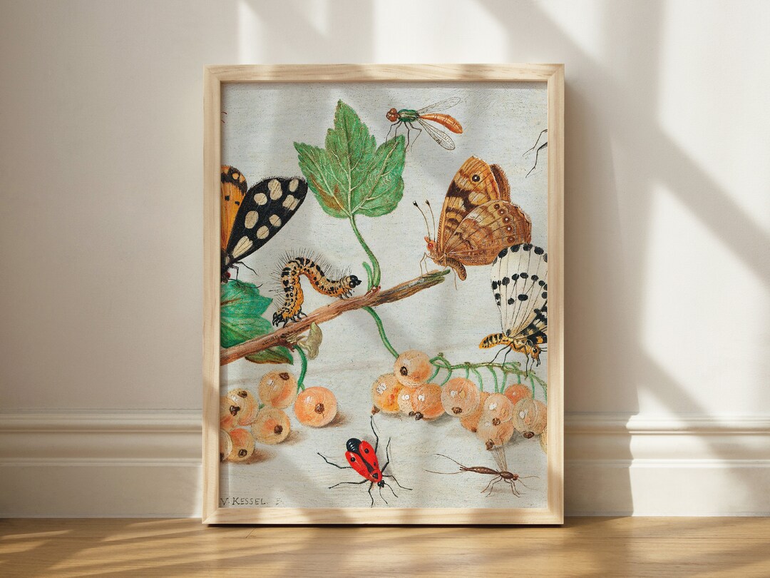 Insects and Fruit Print, Botanical Wall Art, Printable Bug Art, Pretty ...