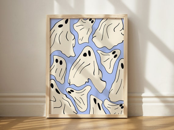 Light Blue Melted Ghost Print Halloween Decor Wall Art - Etsy