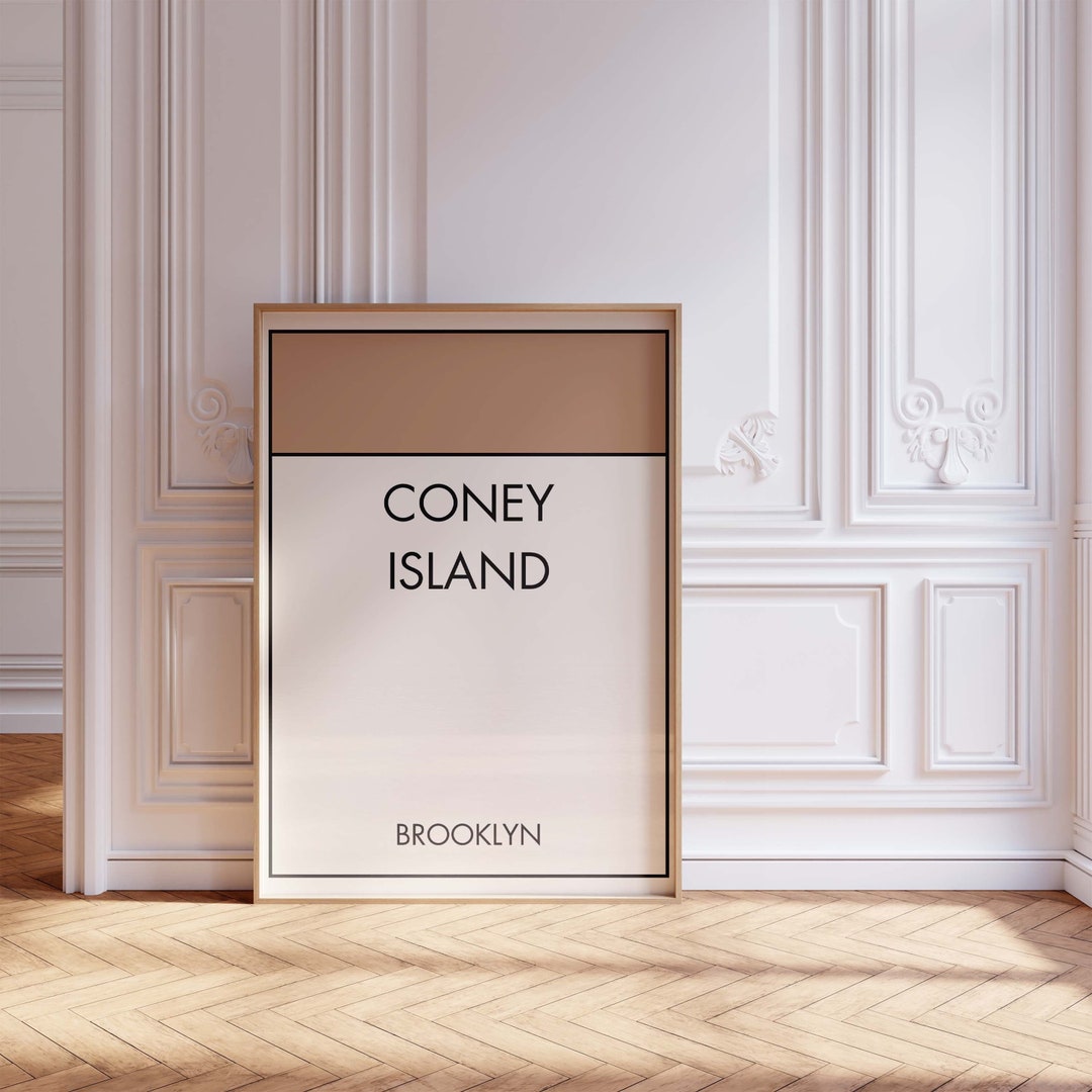 Coney Island Print, Simplistic Printable Wall Art, Brown and White ...