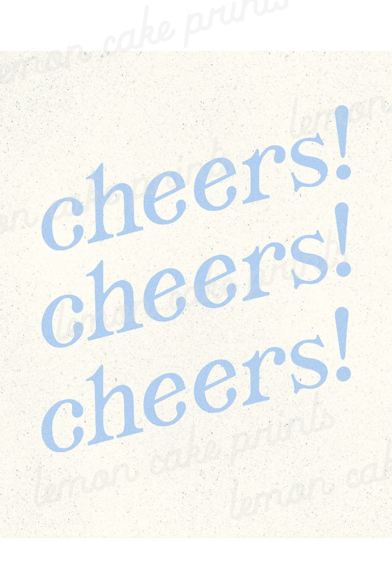 Cheers Blue Print, Bar Cart Decor, Printable Cheers Art, Bachelorette ...