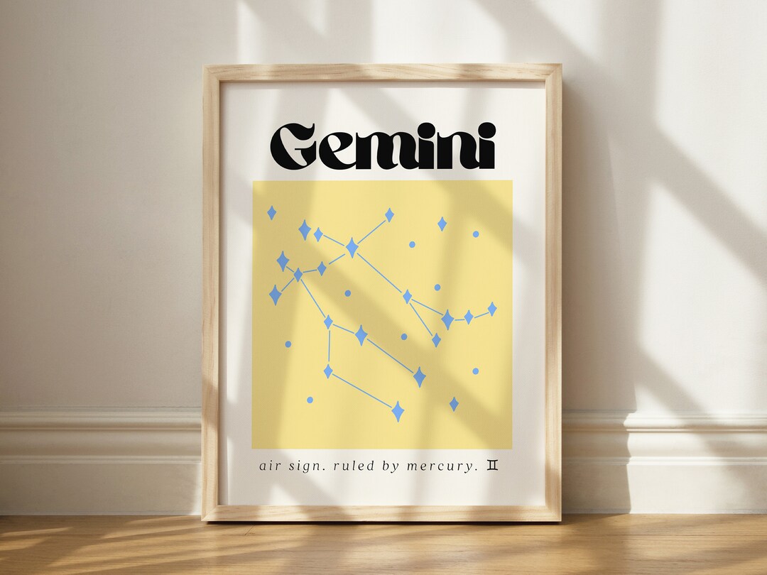 Gemini Zodiac Print, Gemini Printable, Astrology Wall Art, Gemini ...
