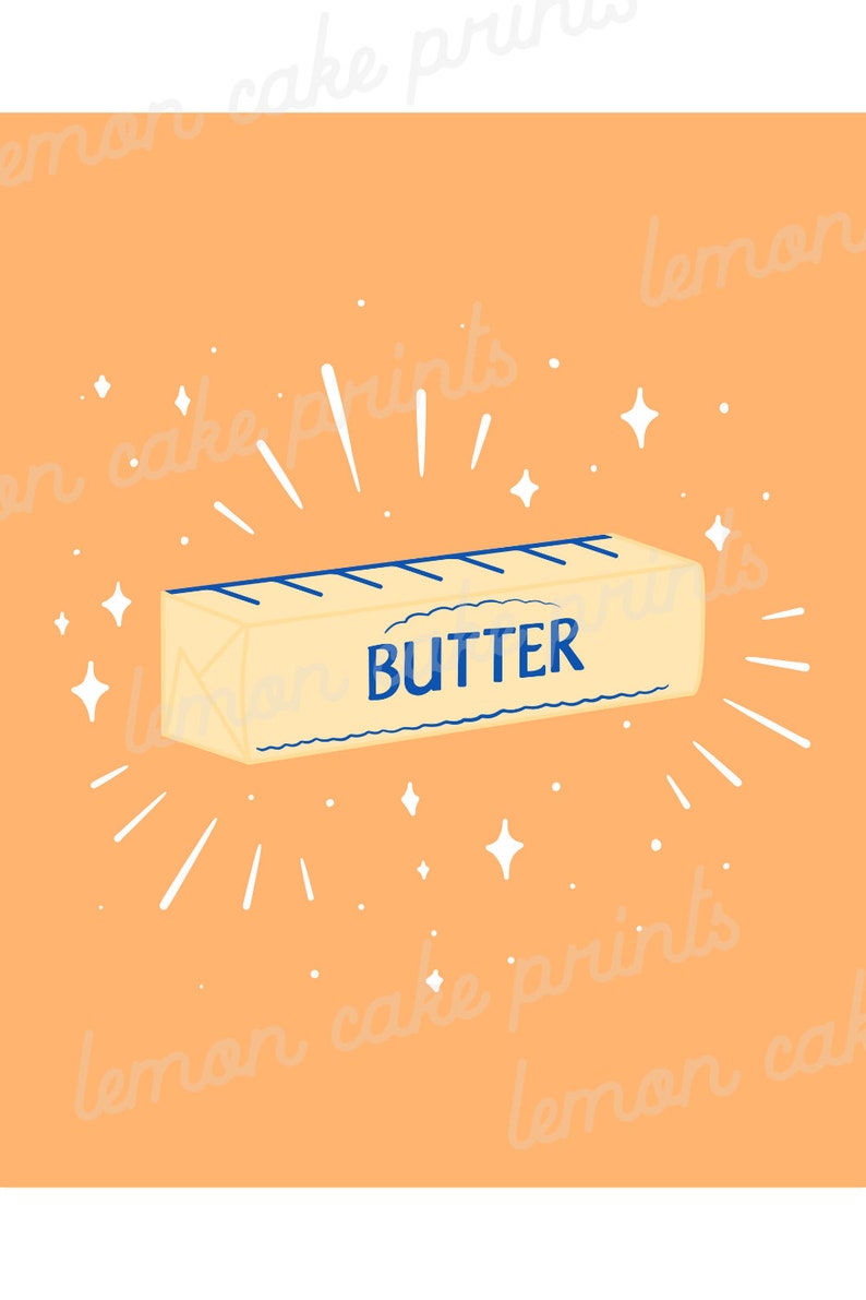Stick of Butter Print, Quirky Kitchen Decor, Printable Butter Wall Art ...