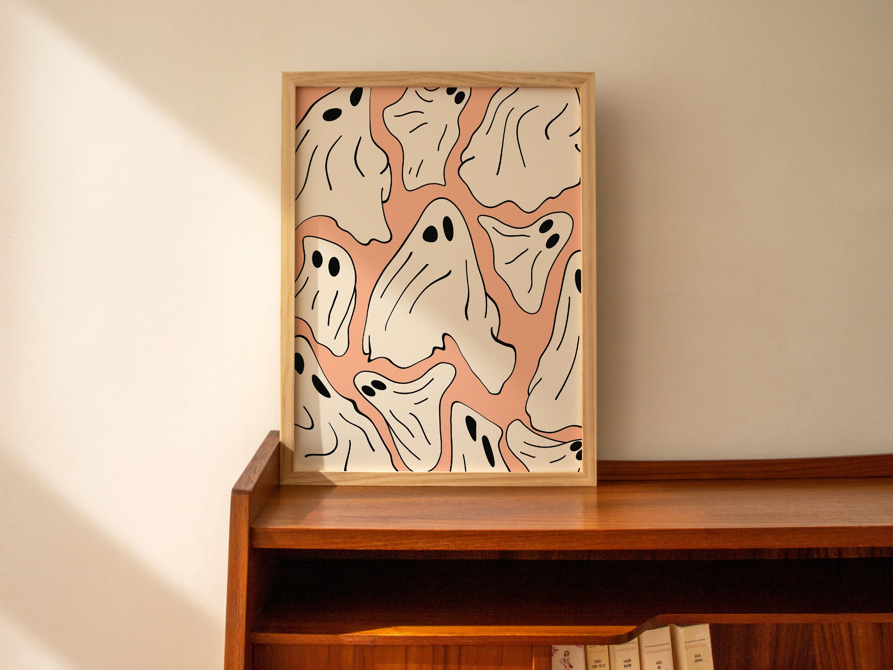 Peach Melted Ghost Print, Abstract Halloween Art, Printable Ghost Decor ...