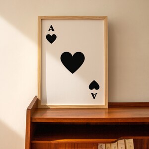 Ace Card Print, Printable Card Player Decor, Aesthetic Game Room Art ...