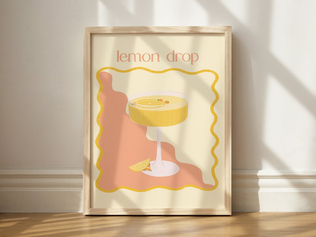 Lemon Drop Print, Lemon Cocktail Printable, Limoncello Wall Decor ...
