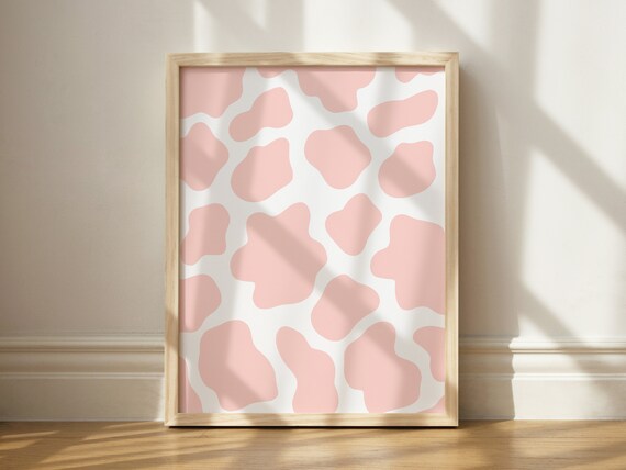 Pink Cow Print Printable Art Strawberry Cow Wall Art Wild | Etsy