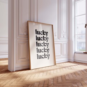 Lucky Print, Lettering Wall Art, Printable Quote Decor, Lucky Aesthetic ...