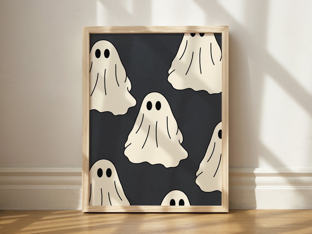 Ghost Print, Halloween Wall Decor, Printable Ghost Art, Cute Ghost Art ...