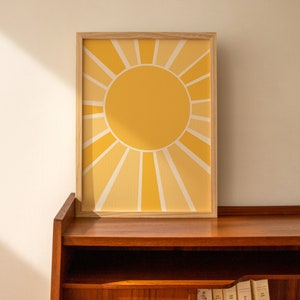 Sunshine Rays Print, Sunny Wall Decor, Printable Sun Art, Summer Wall ...