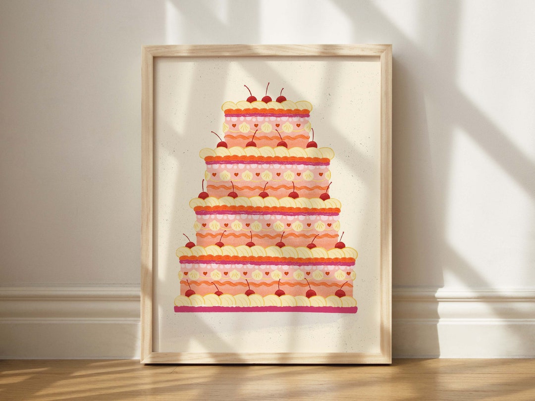 Cake Print, Illustrated Wall Art, Fancy Cake Decor, Printable Cake Art ...
