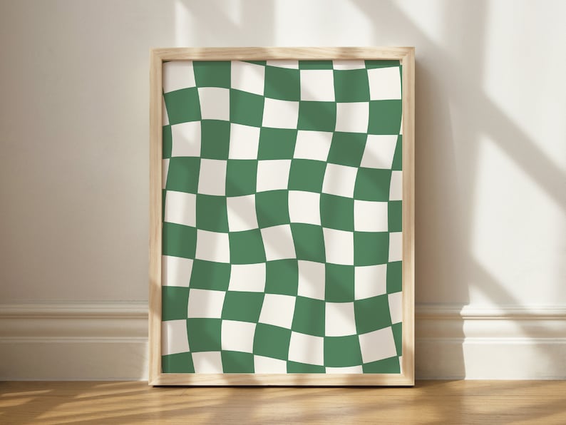 Dark Green Checkered Print Wall Art Printable Dark Green - Etsy