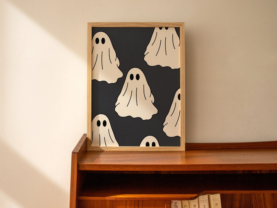Ghost Print Halloween Wall Decor Printable Ghost Art Cute - Etsy