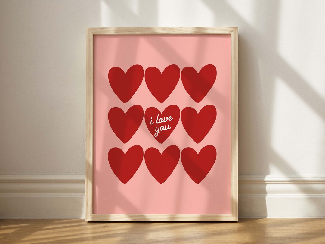 I Love You Hearts Print Classroom Valentine Print Nursery Wall Art