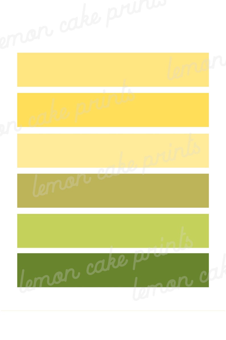 Lemon Color Palette Print Wall Art Printable Pantone Living - Etsy