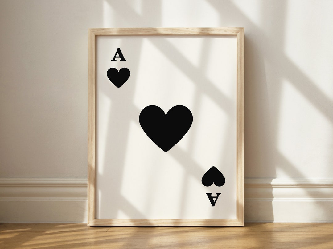 Ace Card Print, Printable Card Player Decor, Aesthetic Game Room Art ...
