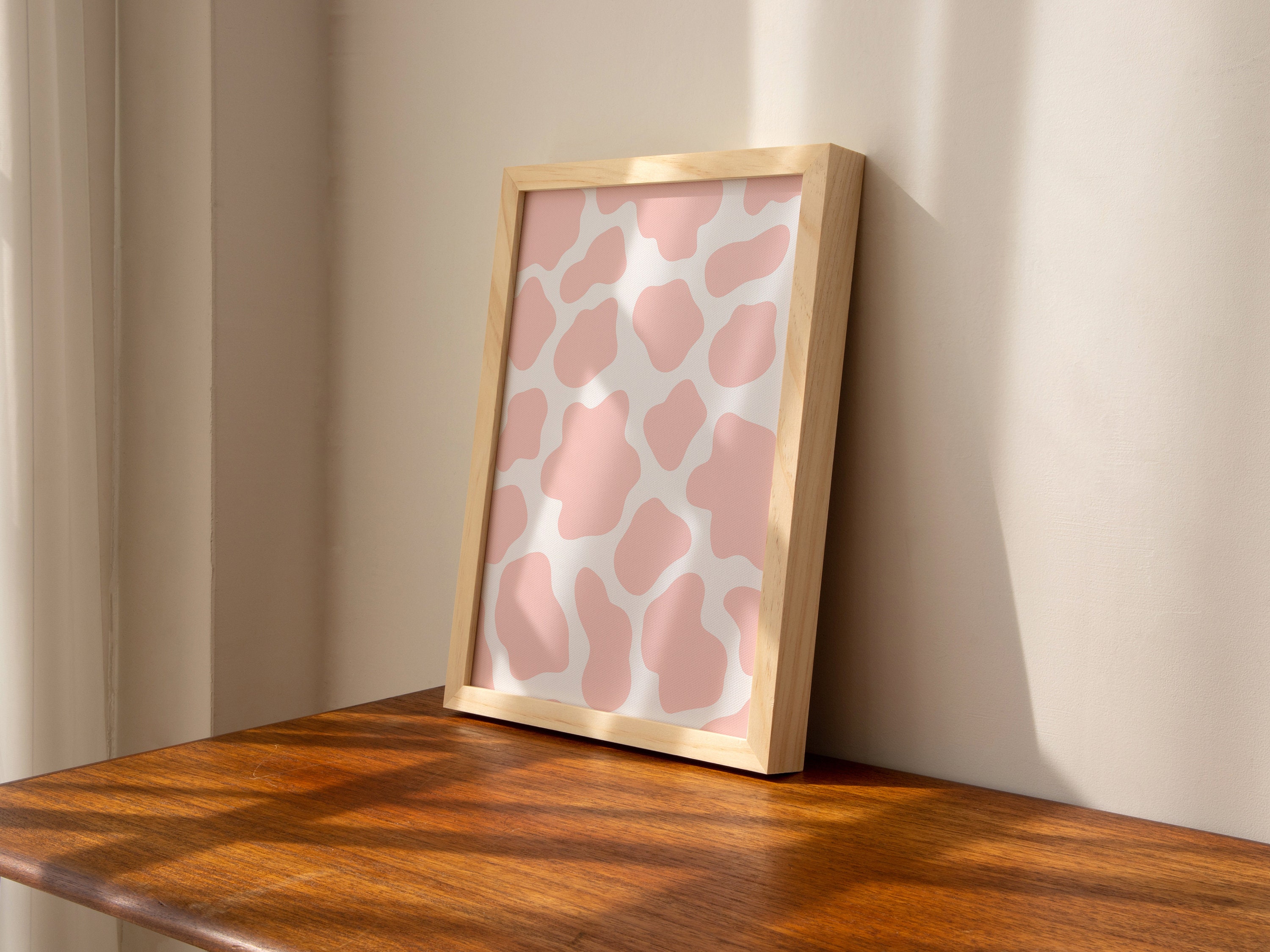 Pink Cow Print Printable Art Strawberry Cow Wall Art Wild - Etsy