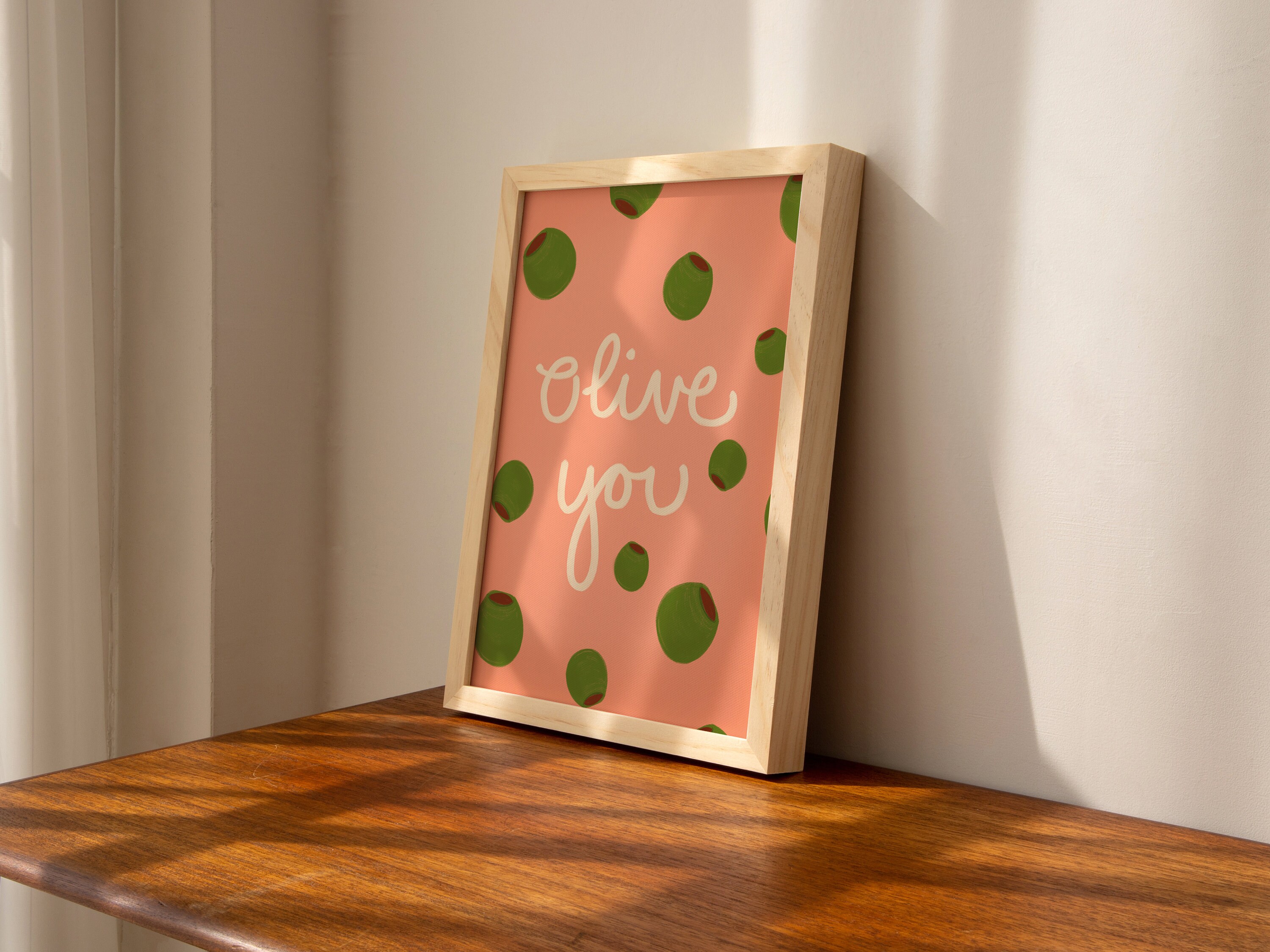 Olive You Print, Wall Art Printable, I Love You Art, Olive Illustration ...