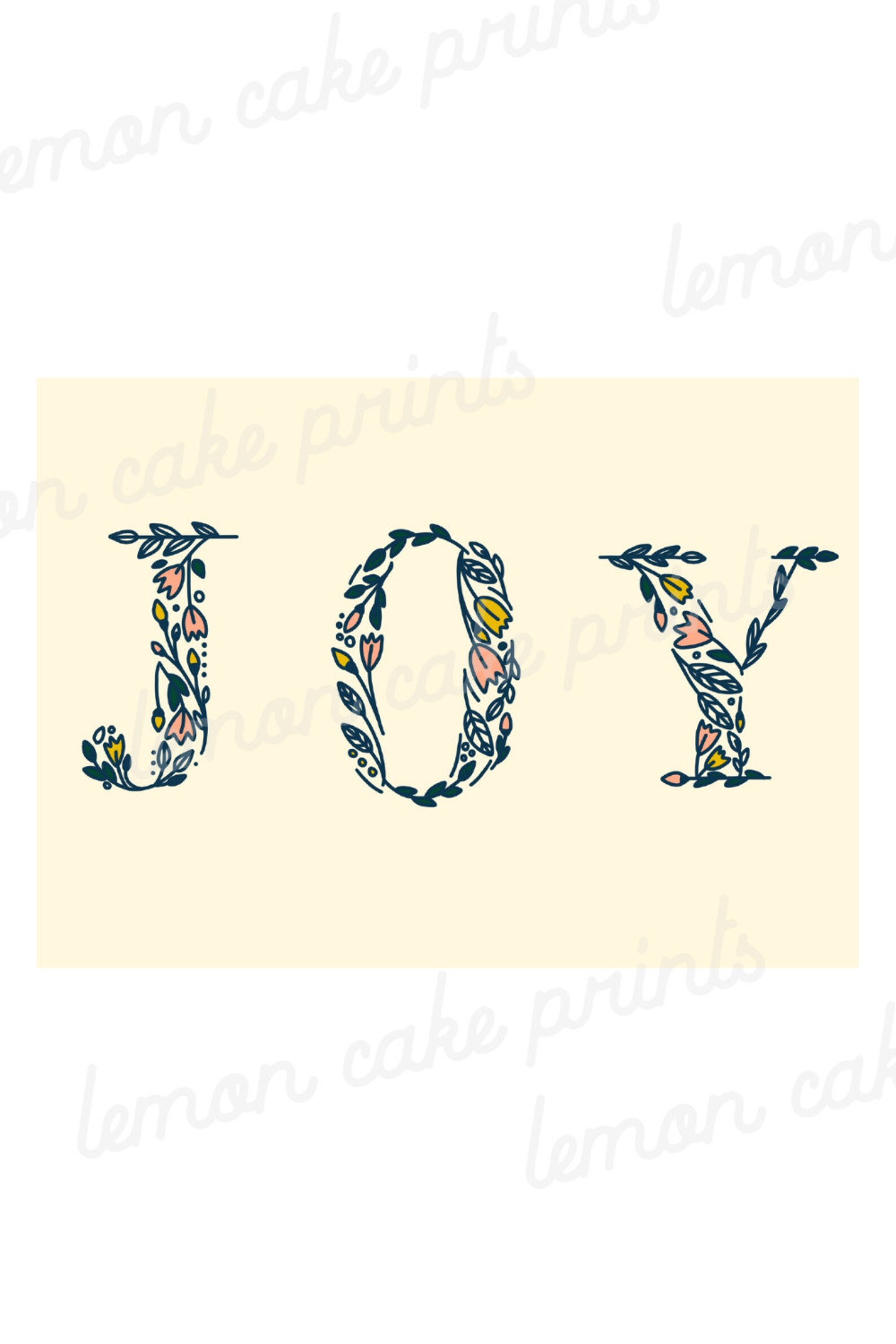 Joy Horizontal Print, Wall Art Printable, Floral Wall Art, Joy ...