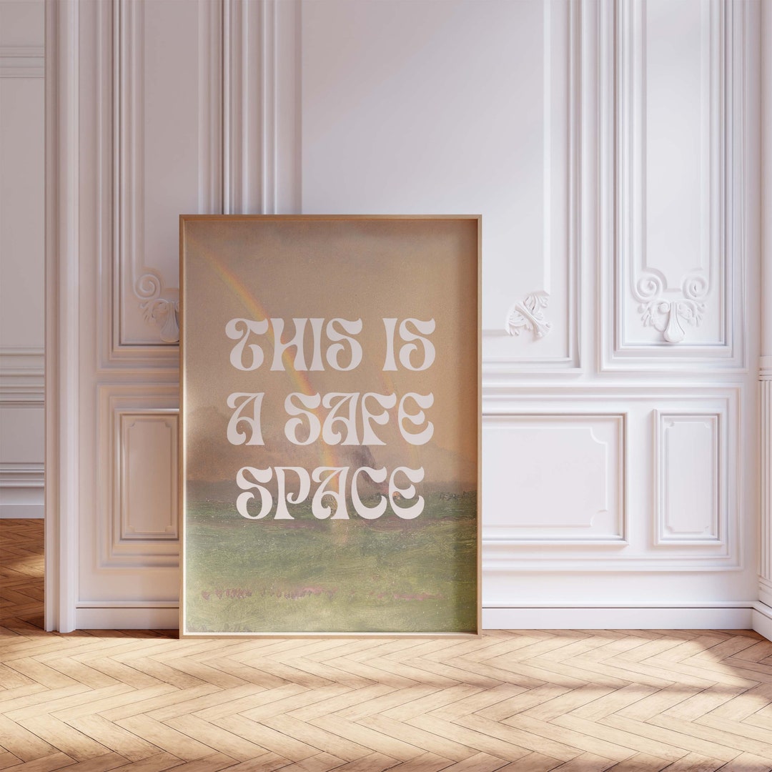 This is A Safe Space Painted Print, Rainbow Painting Wall Art ...
