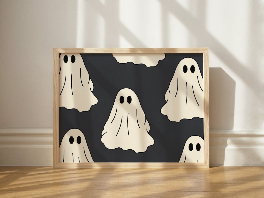 Horizontal Ghost Print, Halloween Party Decor, Printable Ghost Art ...