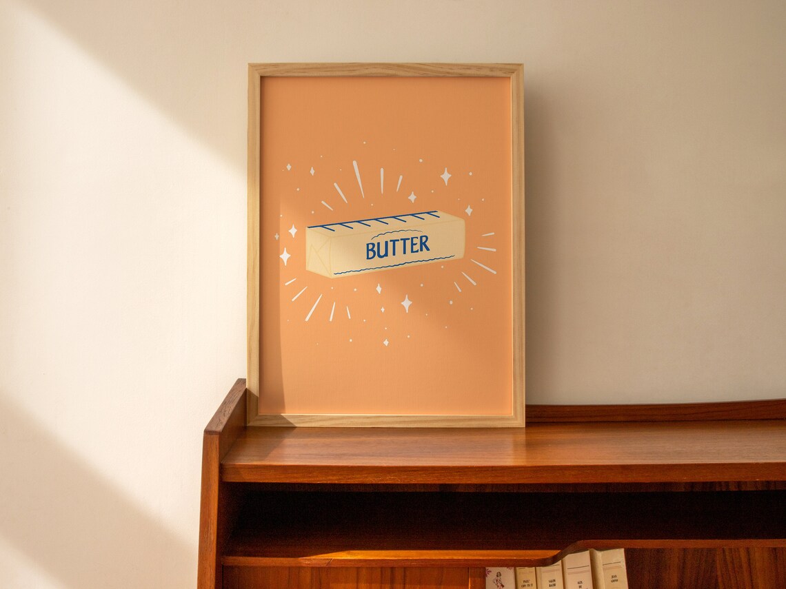 Stick of Butter Print, Quirky Kitchen Decor, Printable Butter Wall Art ...