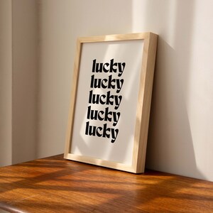 Lucky Print, Lettering Wall Art, Printable Quote Decor, Lucky Aesthetic ...
