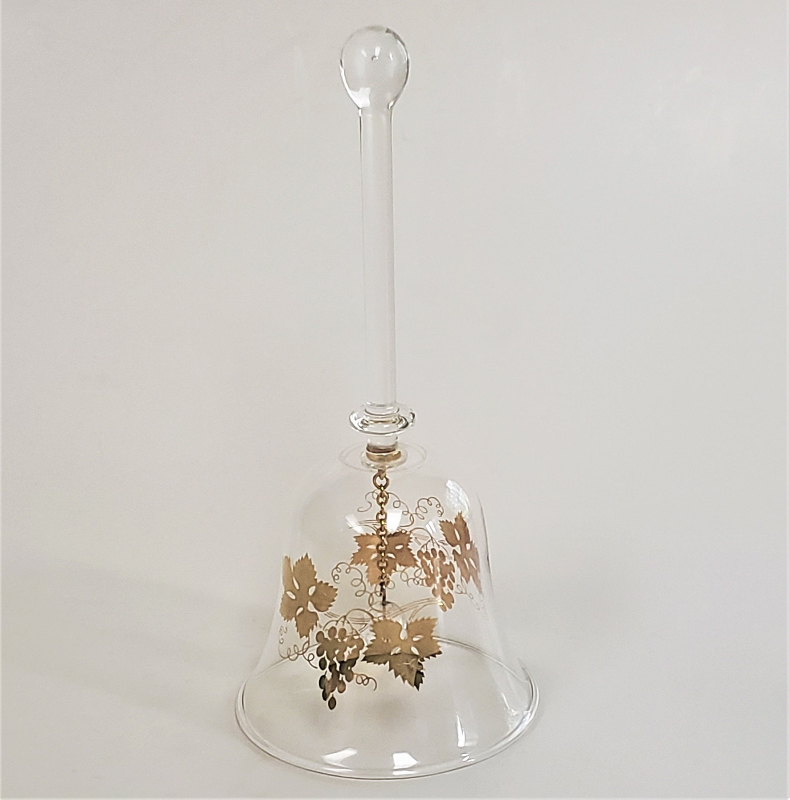 Vintage Crystal Dinner Bell – Clear With Gold Grapes and Vines ...