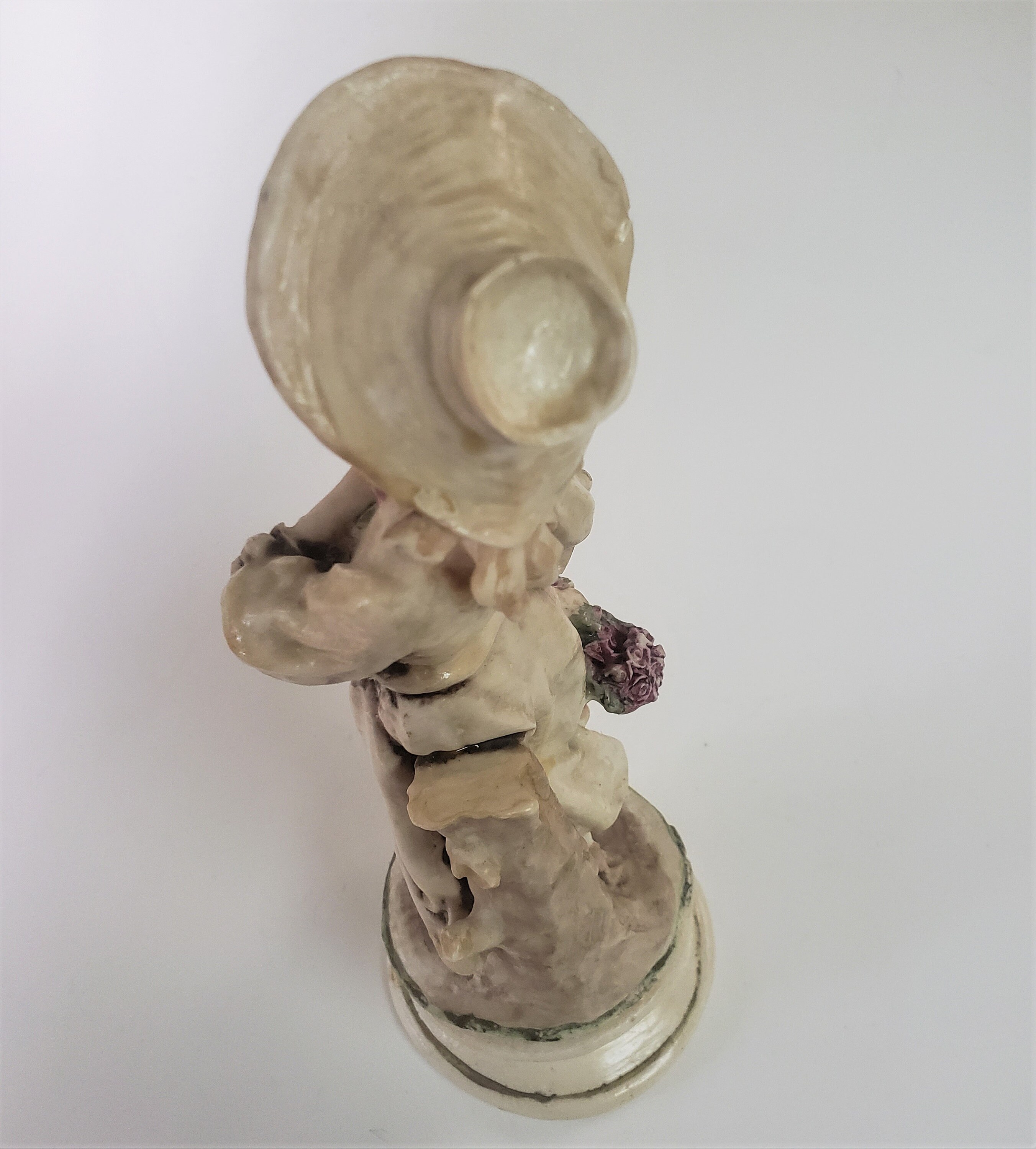 Precious Clay Sculpture of Young Girl With Basket of Roses so Sweet ...