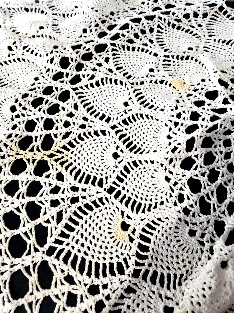 Beautiful Crocheted Round Tablecloth White Pineapples 49 - Etsy
