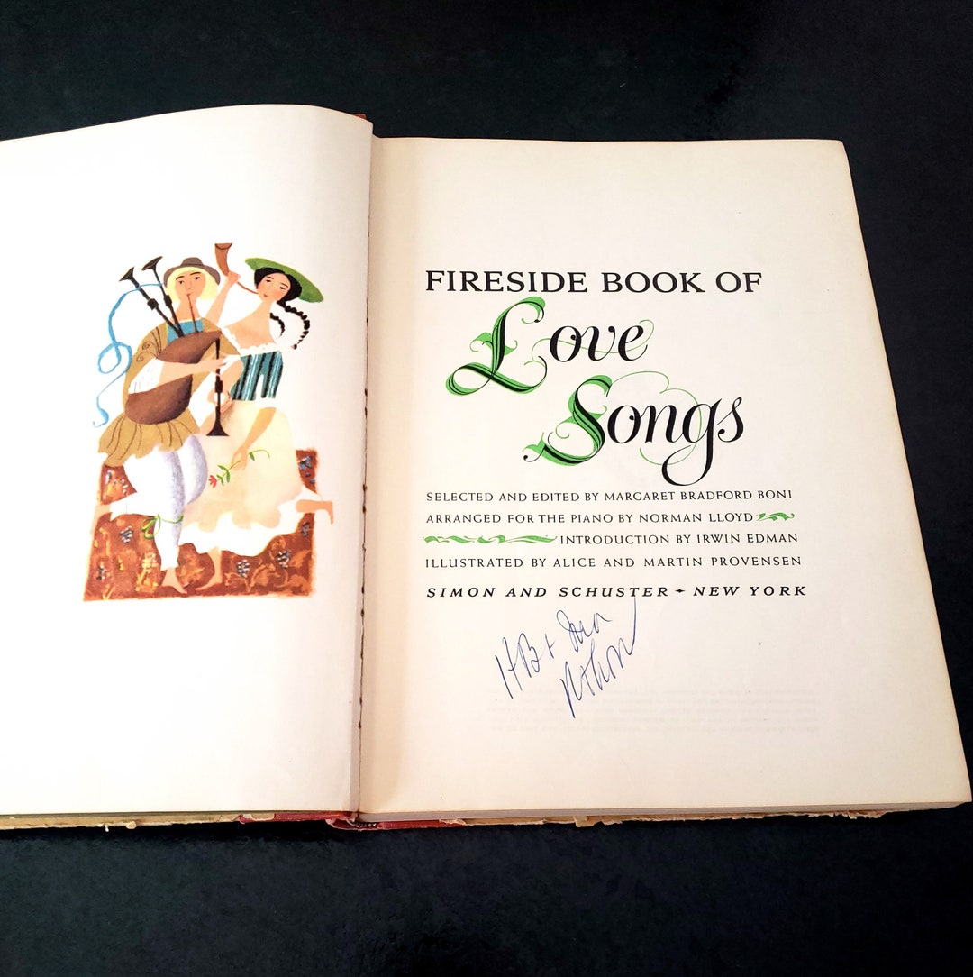 Fireside Book of Love Songs – Piano Book – Copyright 1954 – Hardcover ...