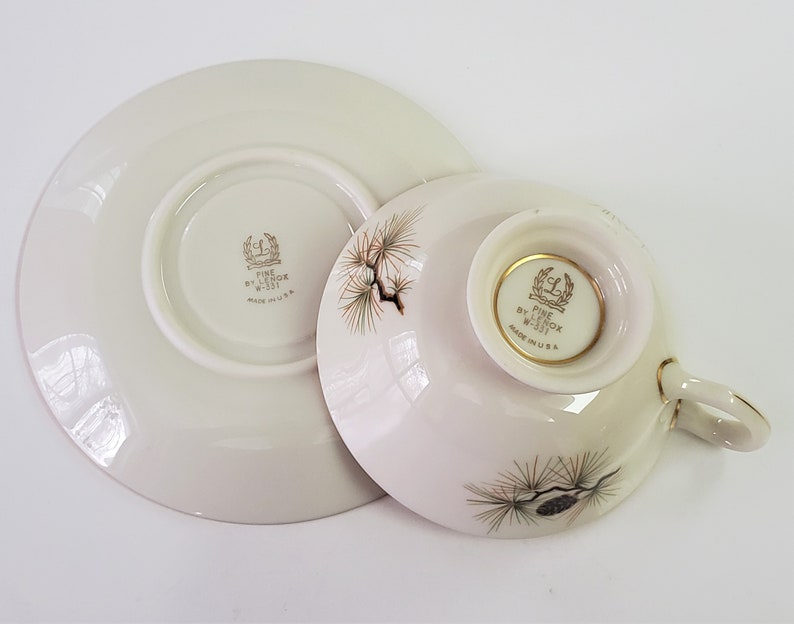 Lenox Tea Cup and Saucer - Pine Pattern - Pine Cones, Gold - Etsy