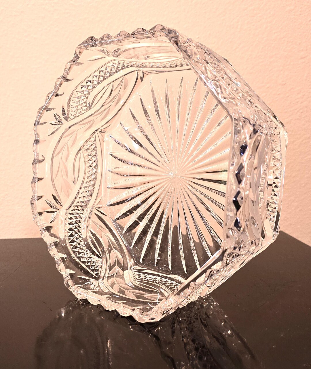 Crystal Cut Glass Octagon Bowl - 8 Inches X 3 Inches - Vintage - Etsy