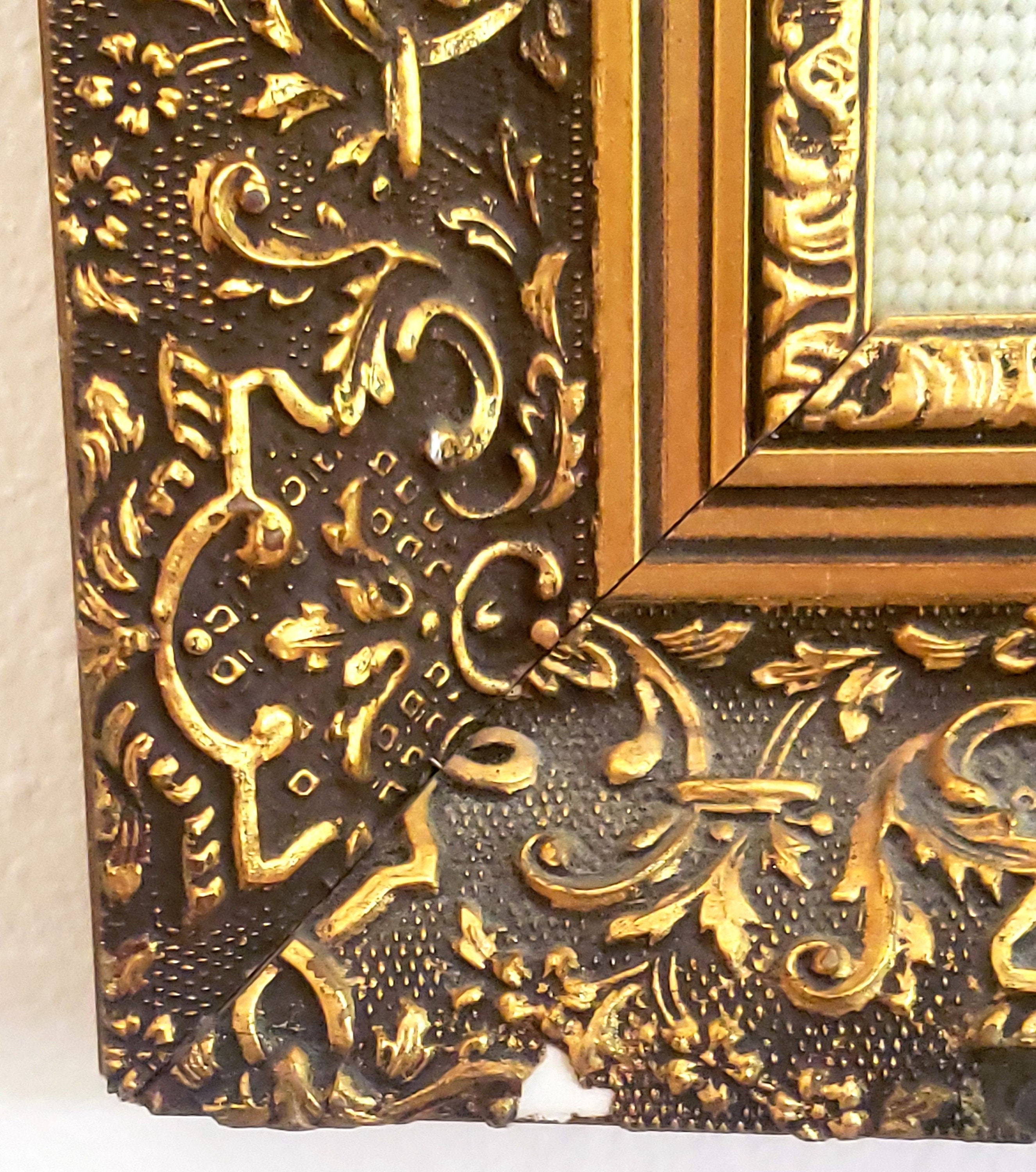 Ornate Carved Gold Frame With Needlepoint Picture – 19 X 16 X 1.75 ...