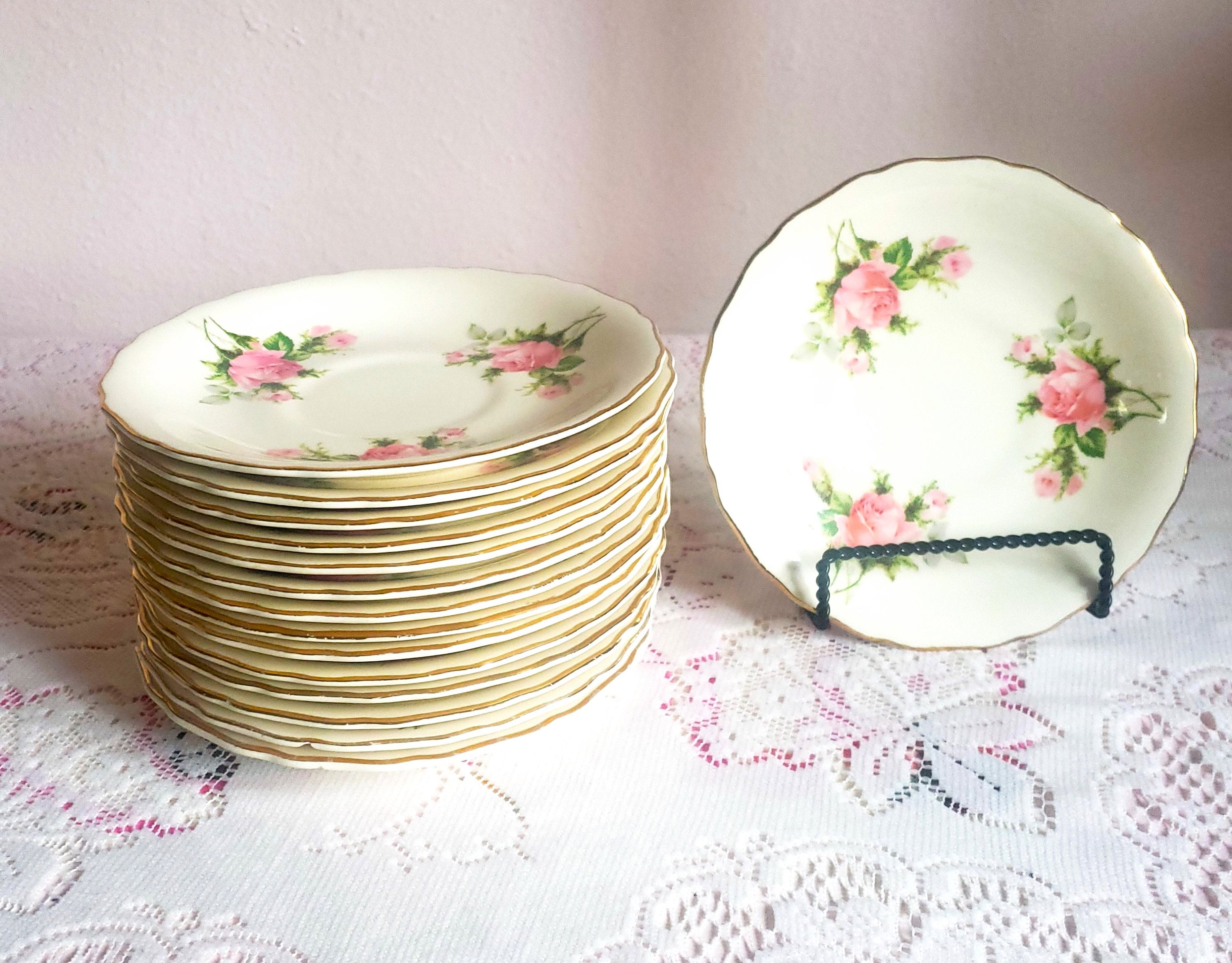 Vintage Canonsburg Hallmark of Beauty “rose Bouquet” Dinner Set – Pink ...