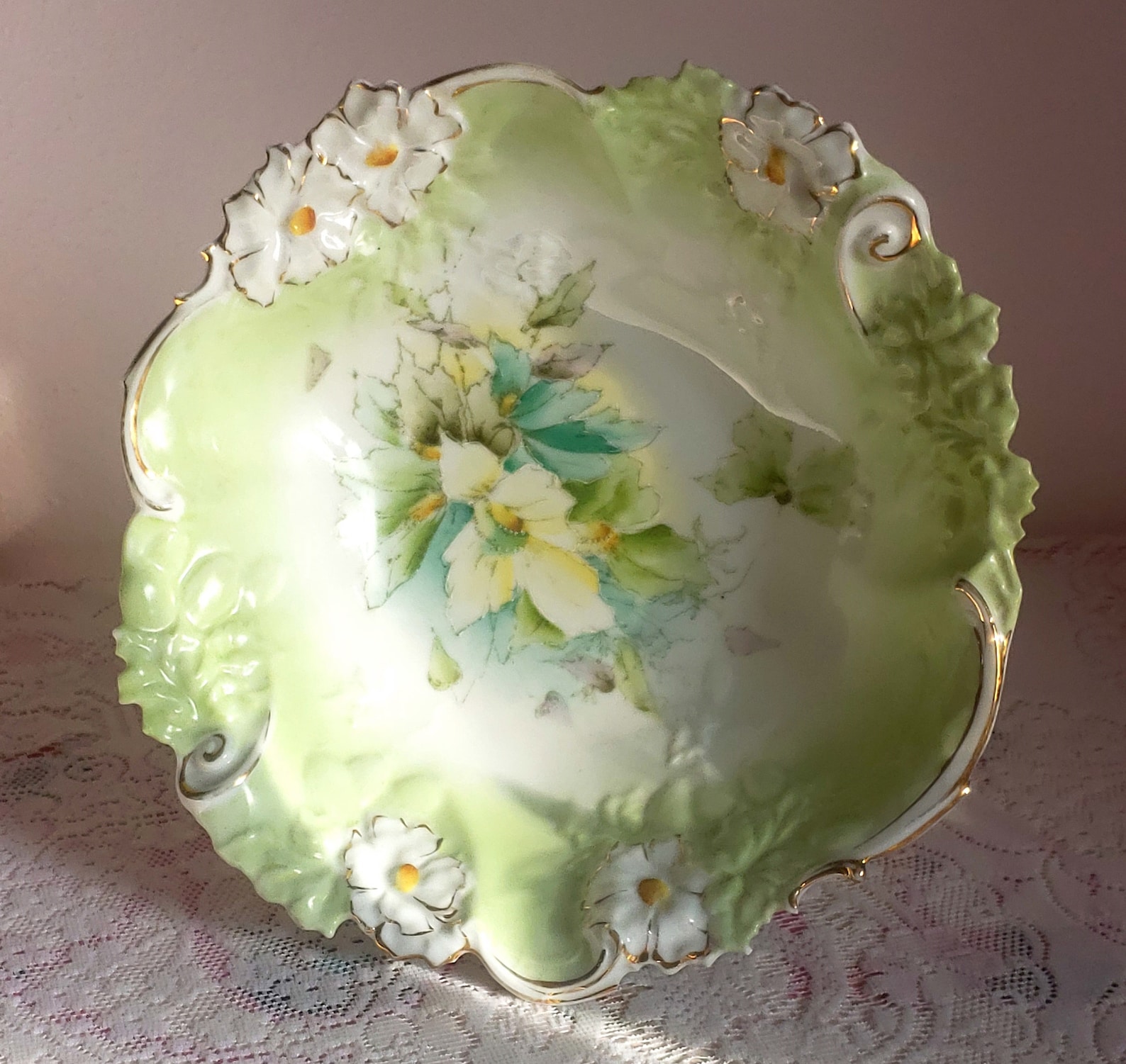 Ornate R.S. Prussia Antique Handpainted Floral Serving Bowl - Unmarked ...