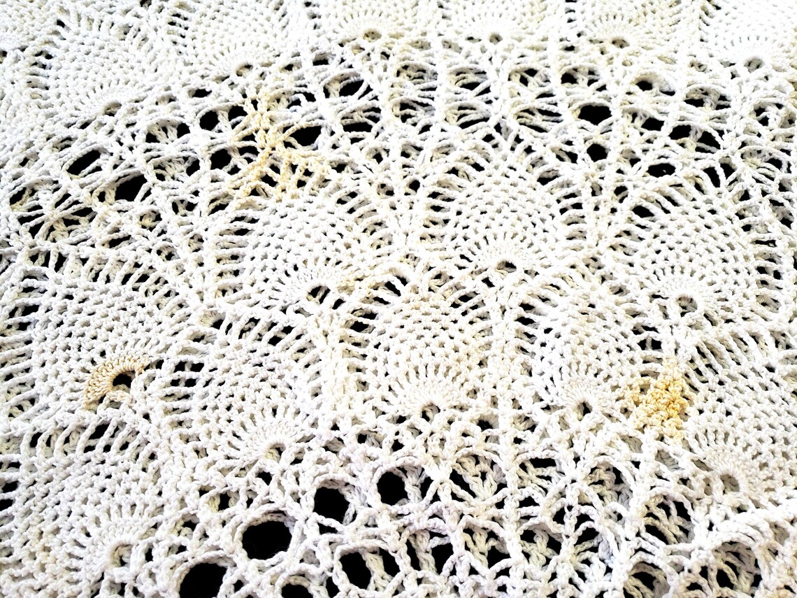 Beautiful Crocheted Round Tablecloth White Pineapples 49 - Etsy