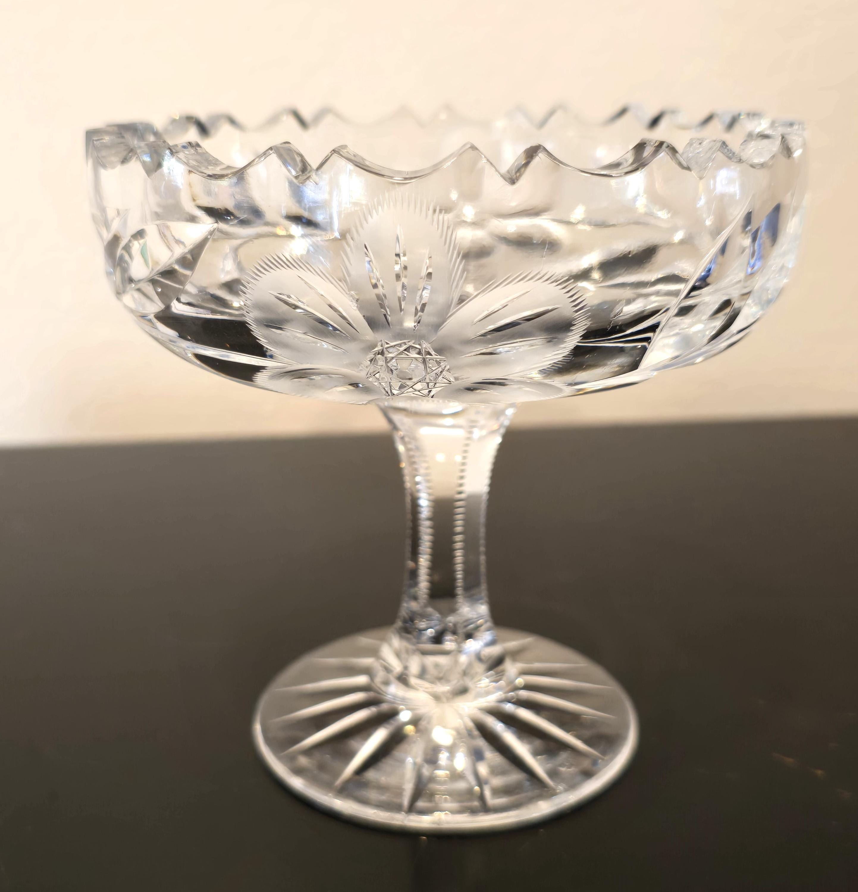 American Brilliant Cut Glass Pedestal Compote/candy Dish With Sawtooth ...