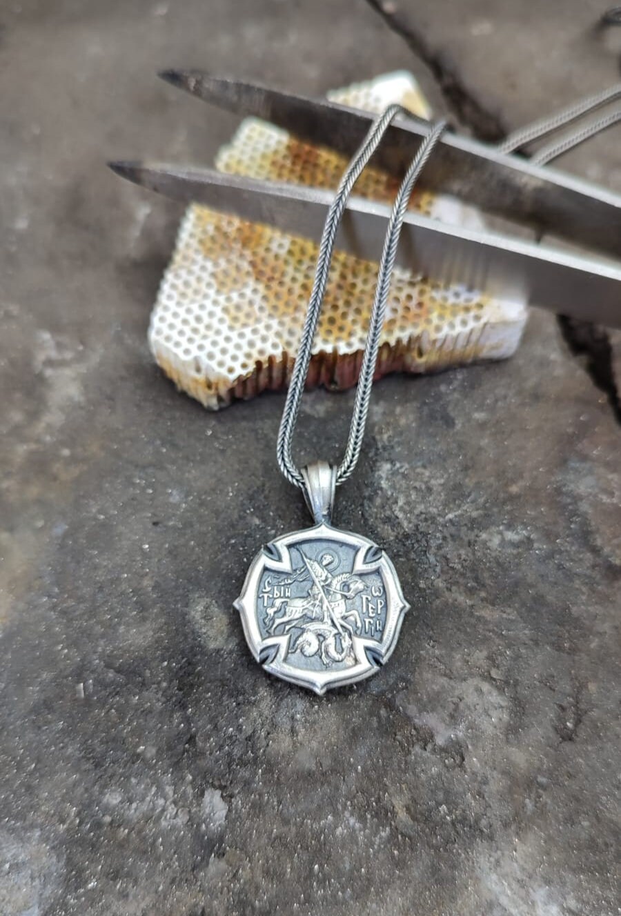 St George and Jesus Christ Orthodox Amulet Cross Silver - Etsy
