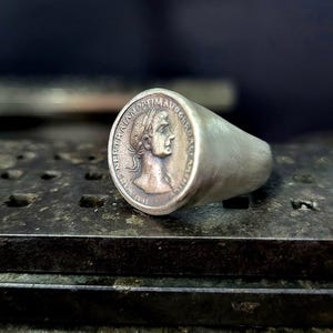 Ancient Trajan Denarius Coin Ring, 925k Sterlin Silver Handmade Jewelry ...