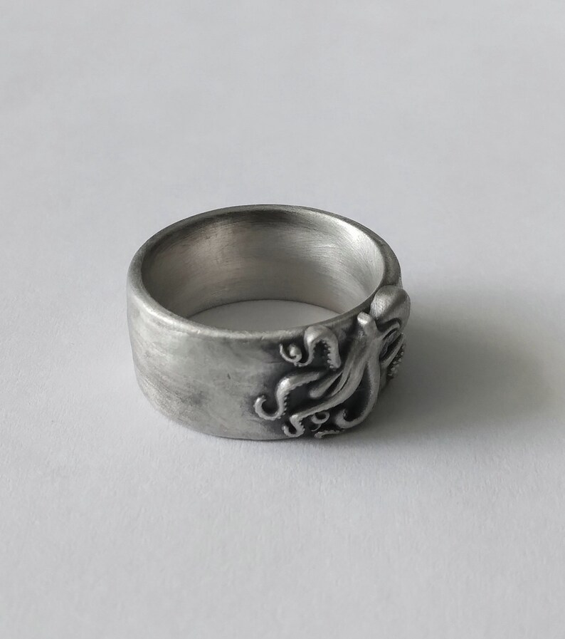 Octopus Silver Band Ring Ocean Animal Jewelry 925k Sterling - Etsy