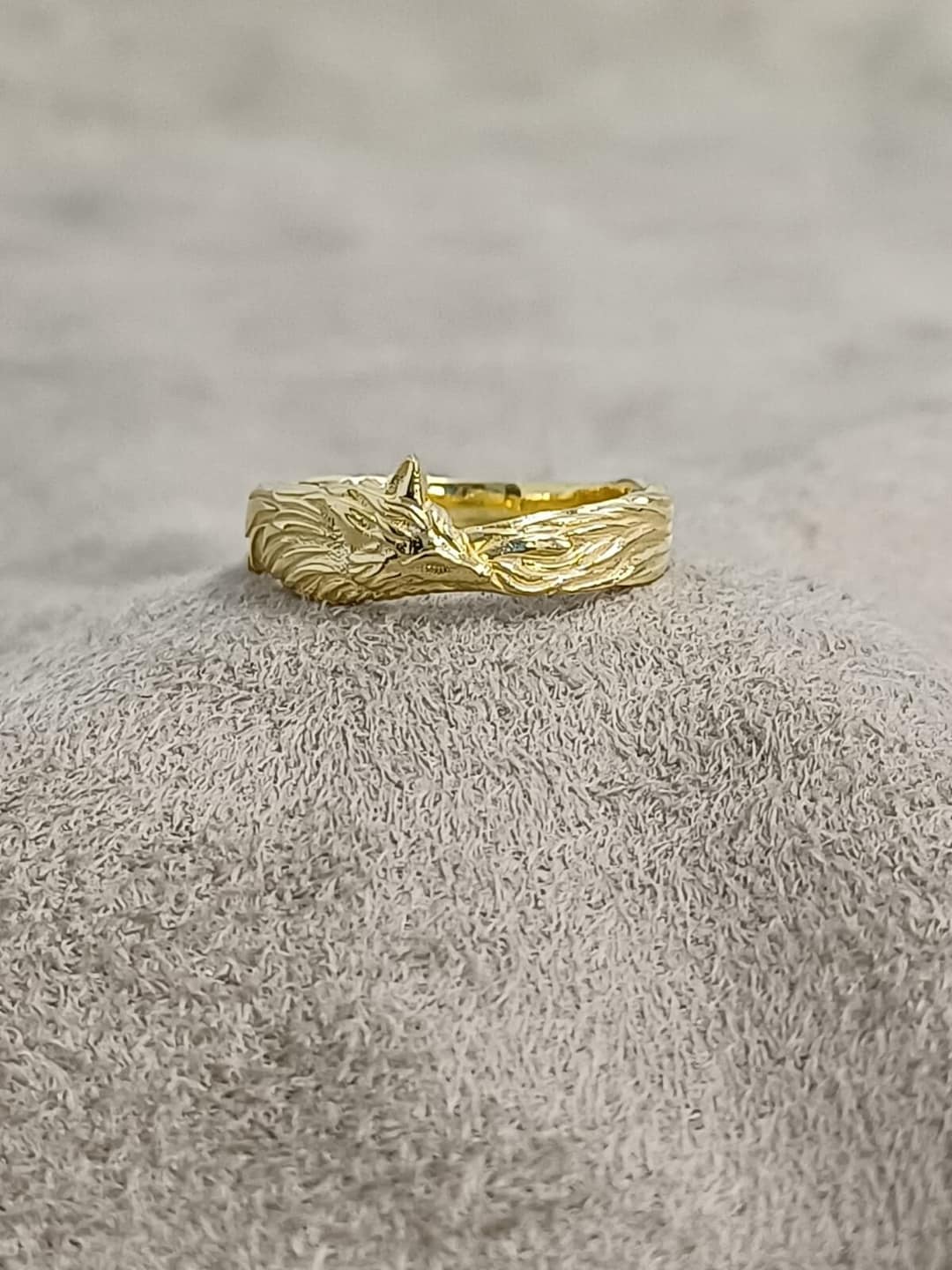 Gold Fox Band Ring, 10k 14k 18k Gold Handmade Jewelry, Smart Fox Spirit ...