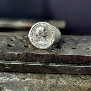 Ancient Trajan Denarius Coin Ring, 925k Sterlin Silver Handmade Jewelry ...