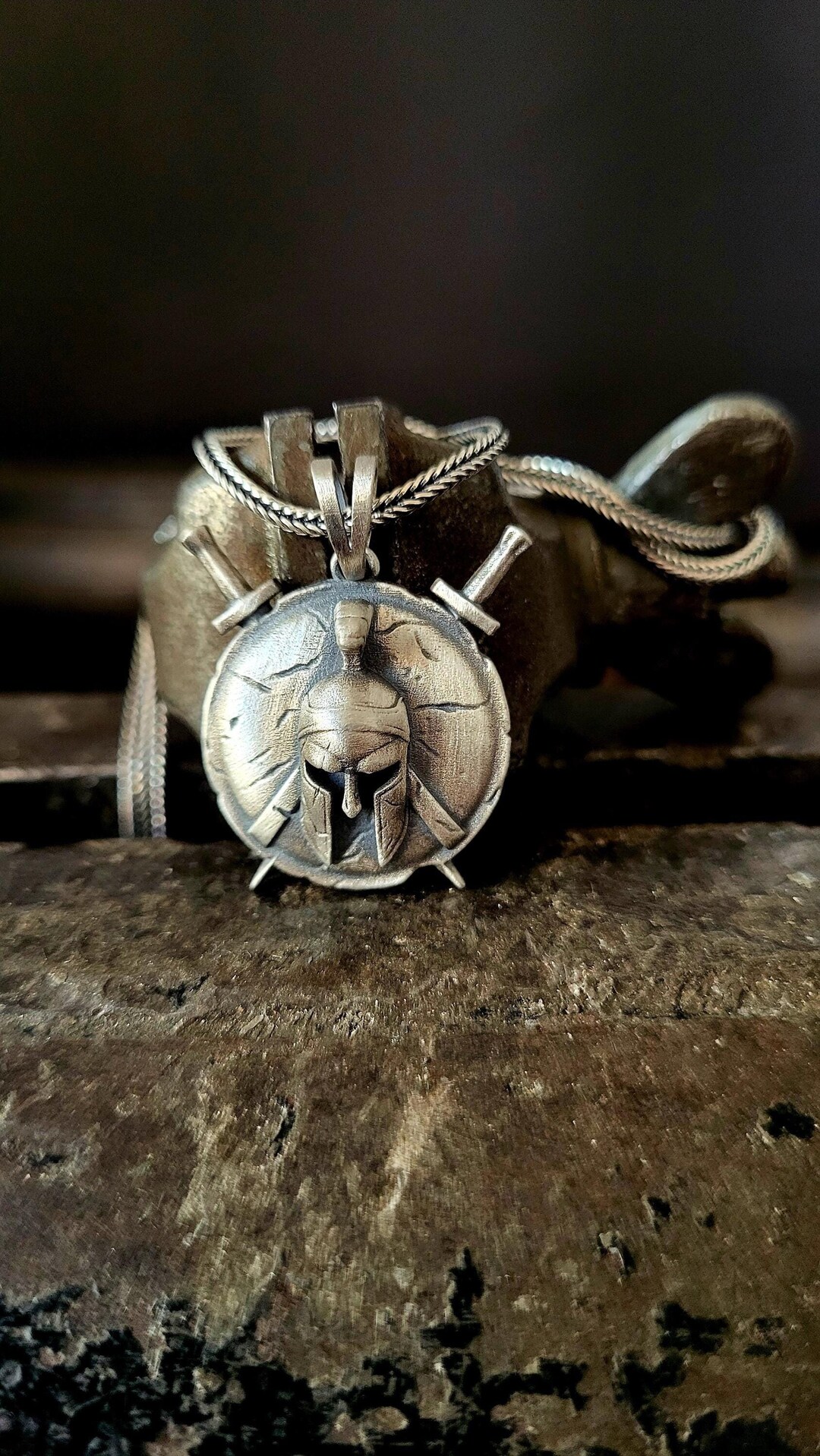 Spartan Warrior Silver Necklace With Chain, 925k Sterling Silver ...